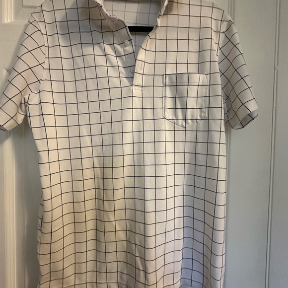 Uniqlo | Shirts | Uniqlo White And Navy Polo Shirt With Grid Pattern ...